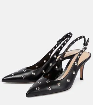 GIANVITO ROSSI Lydia Studded Leather Slingback Pumps