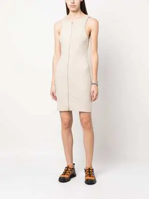 Calvin Klein Zip-up Ribbed Mini Dress - Neutrals