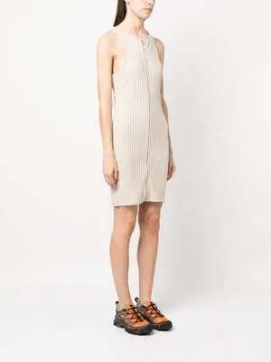 Calvin Klein Zip-up Ribbed Mini Dress - Neutrals