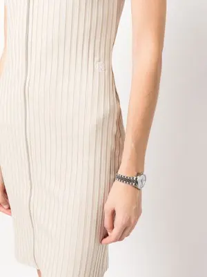 Calvin Klein Zip-up Ribbed Mini Dress - Neutrals