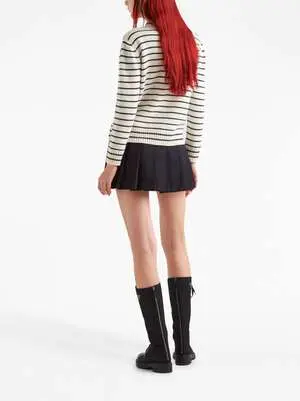 Prada Intarsia-logo Striped Cashmere Jumper