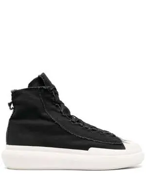 Y3 Nizza Distressed High-top Sneakers - Black