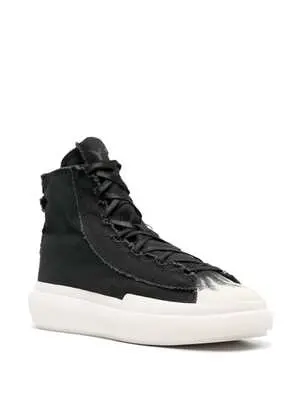 Y3 Nizza Distressed High-top Sneakers - Black