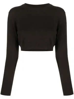 PATOU Logo-embroidered Cropped Jumper - Brown