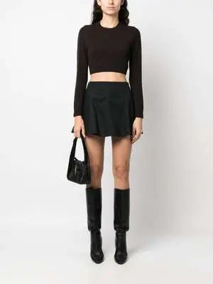 PATOU Logo-embroidered Cropped Jumper - Brown