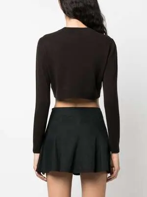 PATOU Logo-embroidered Cropped Jumper - Brown