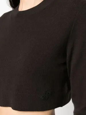 PATOU Logo-embroidered Cropped Jumper - Brown