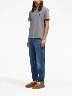 AMI Paris Logo-embroidered Cotton Polo Shirt