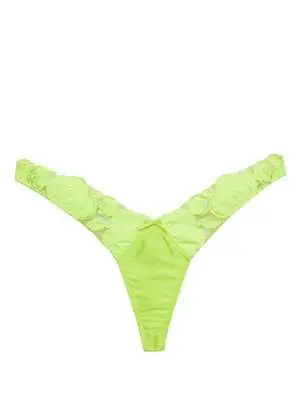 FLEUR DU MAL Rose-embroidery High-leg Thong - Yellow