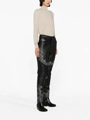 Philipp Plein Bandana-paneled Leather Trousers