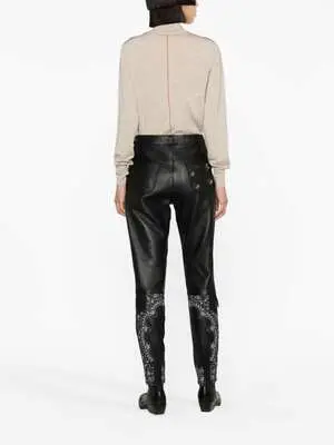 Philipp Plein Bandana-paneled Leather Trousers