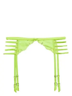 FLEUR DU MAL Rose-embroidered Garter Belt - Green