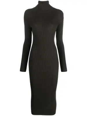 P.a.r.o.s.h Ribbed-knit Roll-neck Midi Dress