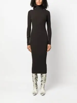 P.a.r.o.s.h Ribbed-knit Roll-neck Midi Dress