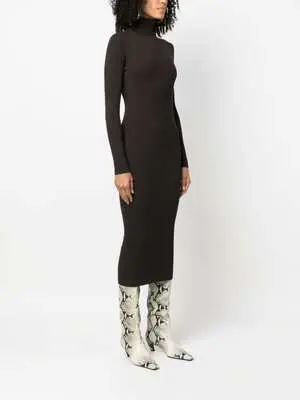 P.a.r.o.s.h Ribbed-knit Roll-neck Midi Dress