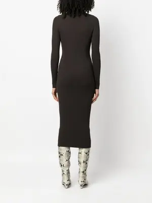 P.a.r.o.s.h Ribbed-knit Roll-neck Midi Dress