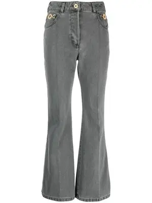 PATOU Logo-embroidered Flared Jeans - Grey