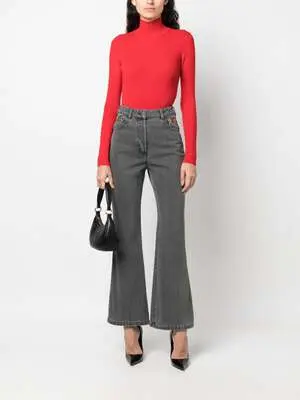 PATOU Logo-embroidered Flared Jeans - Grey
