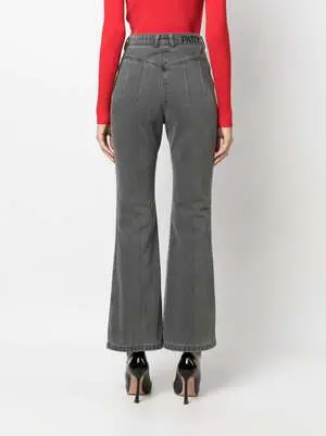 PATOU Logo-embroidered Flared Jeans - Grey