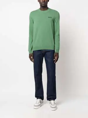 A.p.c. Logo-embroidered Fine-knit Jumper