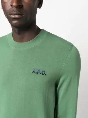 A.p.c. Logo-embroidered Fine-knit Jumper