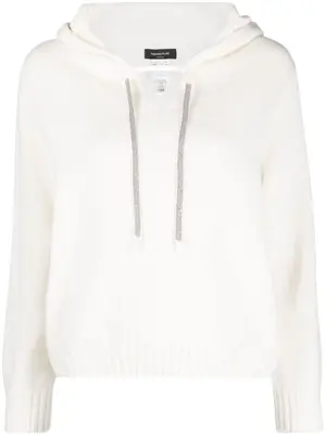 Fabiana Filippi Hooded V-neck Jumper - White