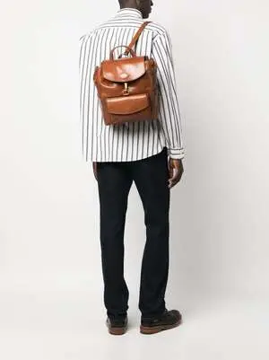 THE BRIDGE Logo Plaque Leather Backpack