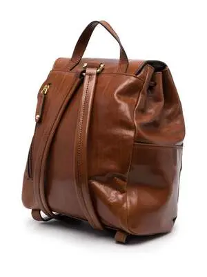 THE BRIDGE Logo Plaque Leather Backpack
