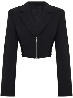 DION LEE Zipped Cropped Blazer - Black