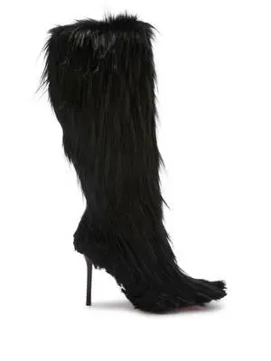Heron Preston 100mm Faux-fur Stiletto Boots - Black