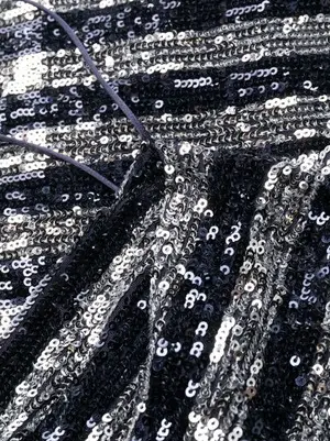 Balmain Sequined Striped Tulle Mini Dress