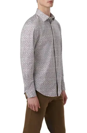 Bugatchi Ooohcotton® James Geo Print Button-up Shirt - Lavender