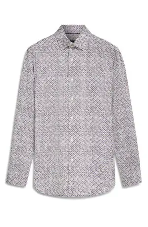Bugatchi Ooohcotton® James Geo Print Button-up Shirt - Lavender