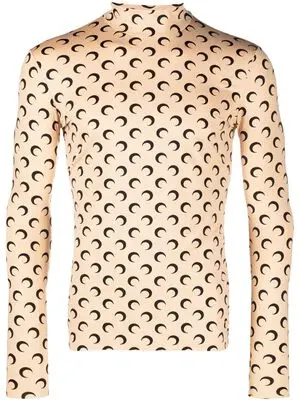 MARINE SERRE Regenerated Second Skin Top With Crescent Moon Print - Neutrals