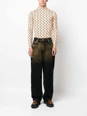 MARINE SERRE Regenerated Second Skin Top With Crescent Moon Print - Neutrals