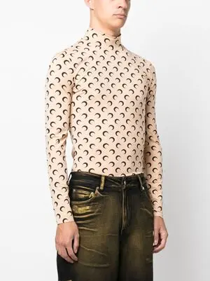 MARINE SERRE Regenerated Second Skin Top With Crescent Moon Print - Neutrals