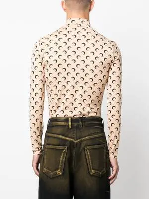 MARINE SERRE Regenerated Second Skin Top With Crescent Moon Print - Neutrals