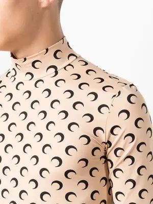 MARINE SERRE Regenerated Second Skin Top With Crescent Moon Print - Neutrals