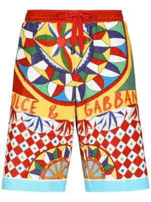 Dolce & Gabbana Carretto-print Bermuda Shorts - Yellow