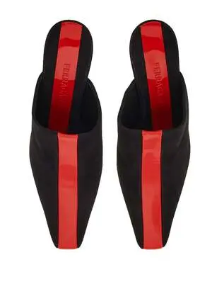 FERRAGAMO 85mm Stripe-detail Suede Mules