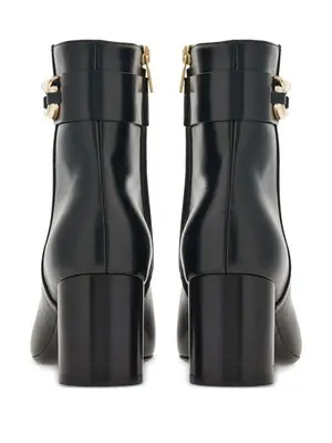 FERRAGAMO Gancini 60mm Leather Ankle Boots