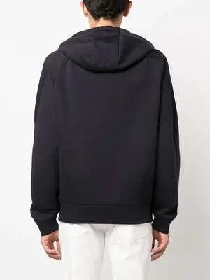 Giorgio Armani Logo-embroidered Zip-up Hoodie - Blue