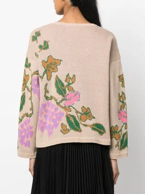 TWINSET Floral Intarsia-knit Jumper - Neutrals