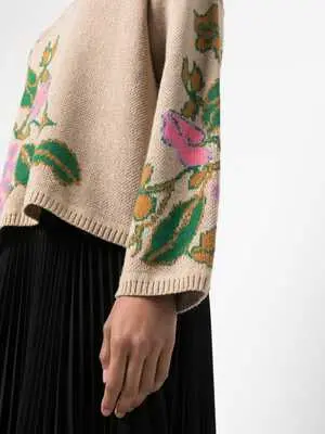 TWINSET Floral Intarsia-knit Jumper - Neutrals