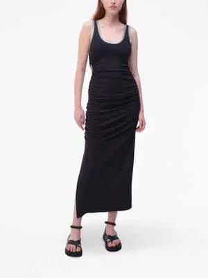 Simkhai Darian Ruched Ribbed Midi Dress