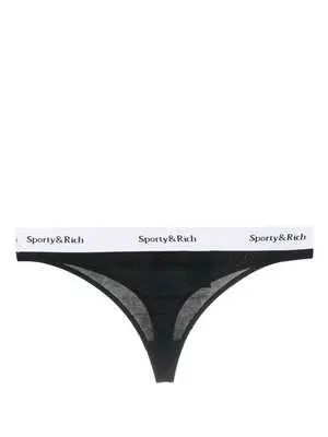SPORTY & RICH Serif Logo-print Thong - Black