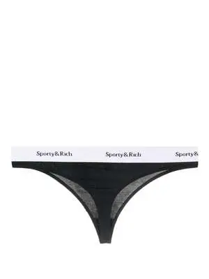 SPORTY & RICH Serif Logo-print Thong - Black