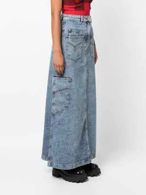 Moschino Light Blue Cotton Denim Midi Skirt