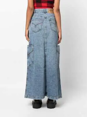 Moschino Light Blue Cotton Denim Midi Skirt