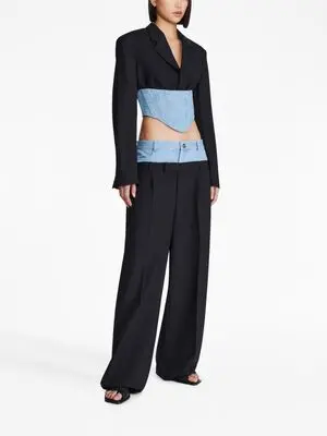 DION LEE Cropped Corset Blazer - Black